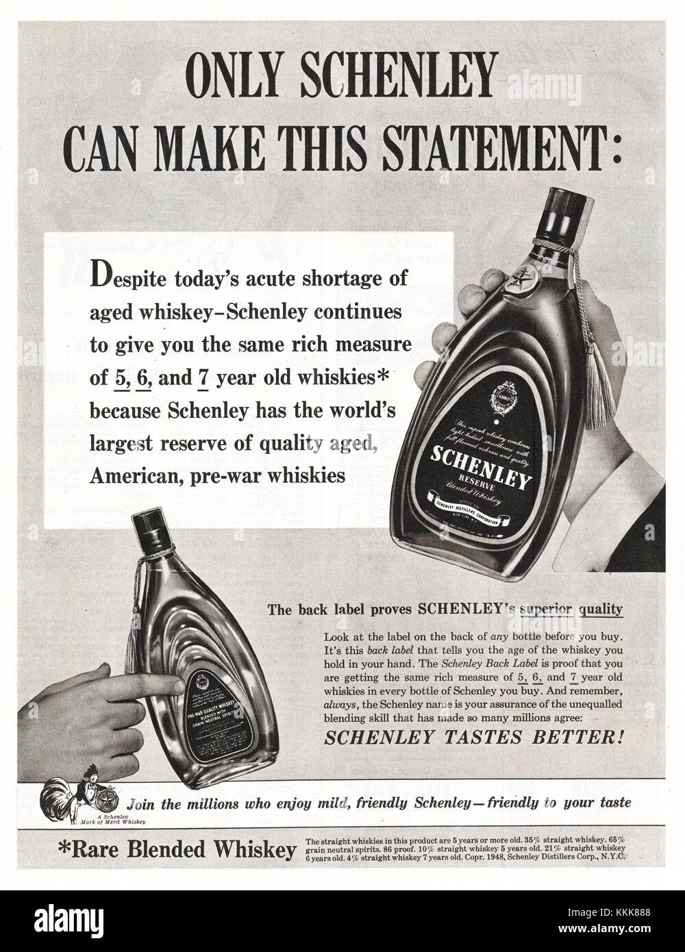 1948 U.S. Magazine Schenley Whiskey Advert Stock Photo - Alamy