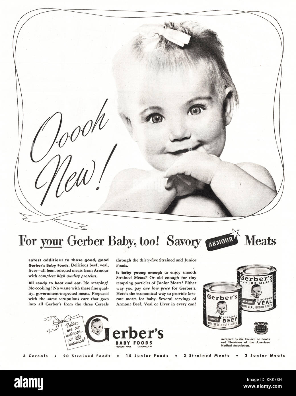 1948 U.S. Magazine Gerber's Baby Food Advert Stock Photo - Alamy