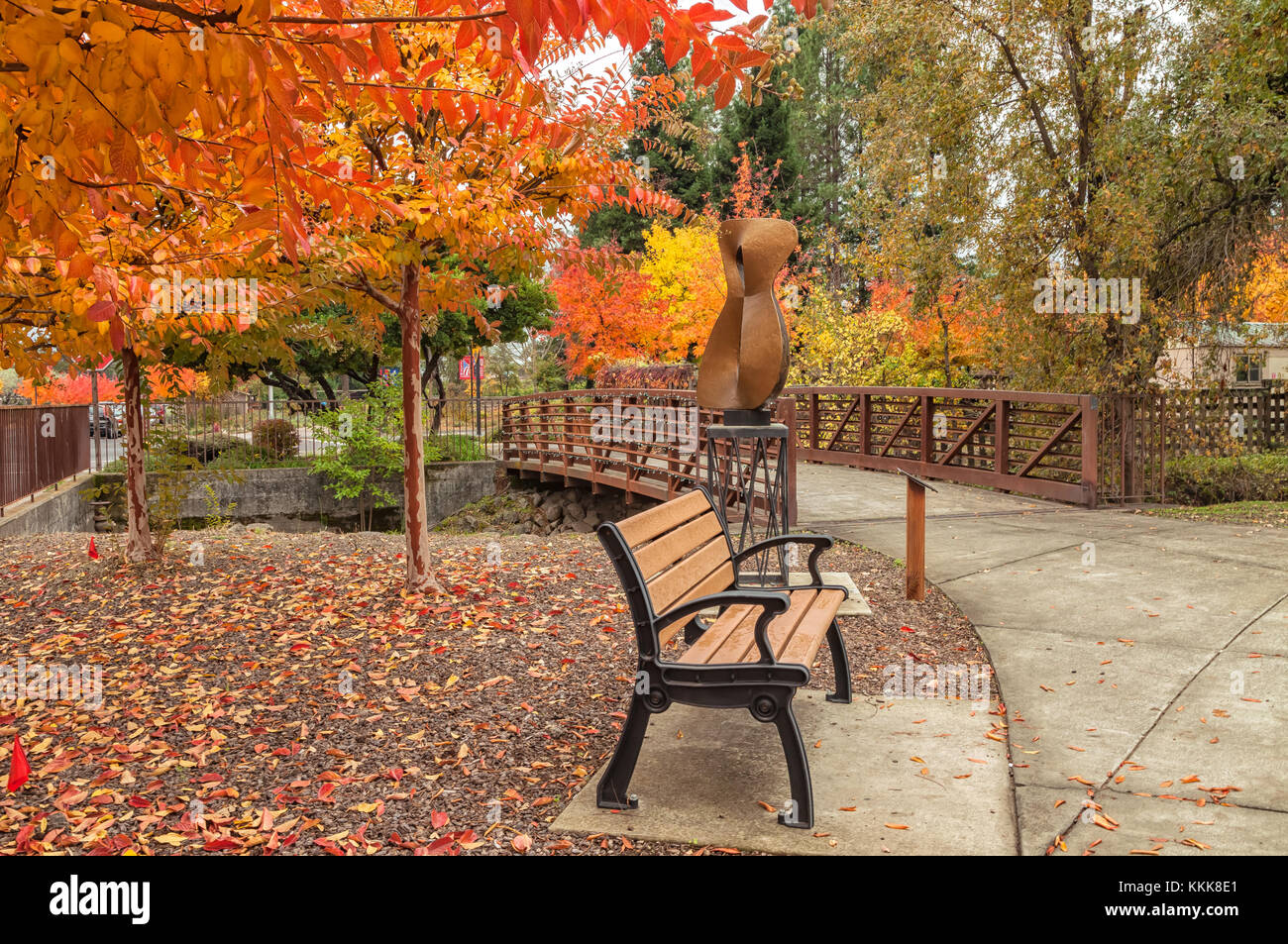 Yountville City Park, with the fall foliage in the background ...