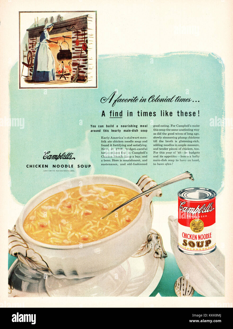 1945 U.S. Magazine Campbell's Chicken Noodle Advert Stock Photo - Alamy