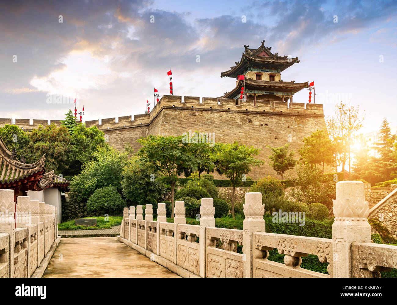 Ancient city walls in Xi'an, China, landscape at dusk Stock Photo - Alamy