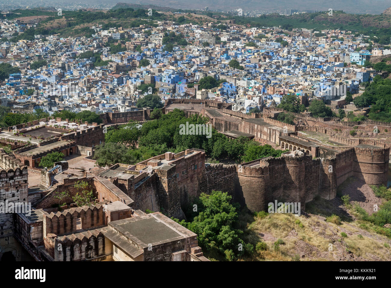 Aerial view of The Blue City from the Mehrangarh Fort, Jodhpur ...