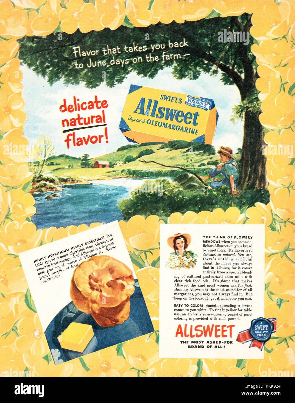 1947 U.S. Magazine Allsweet Margarine Advert Stock Photo - Alamy