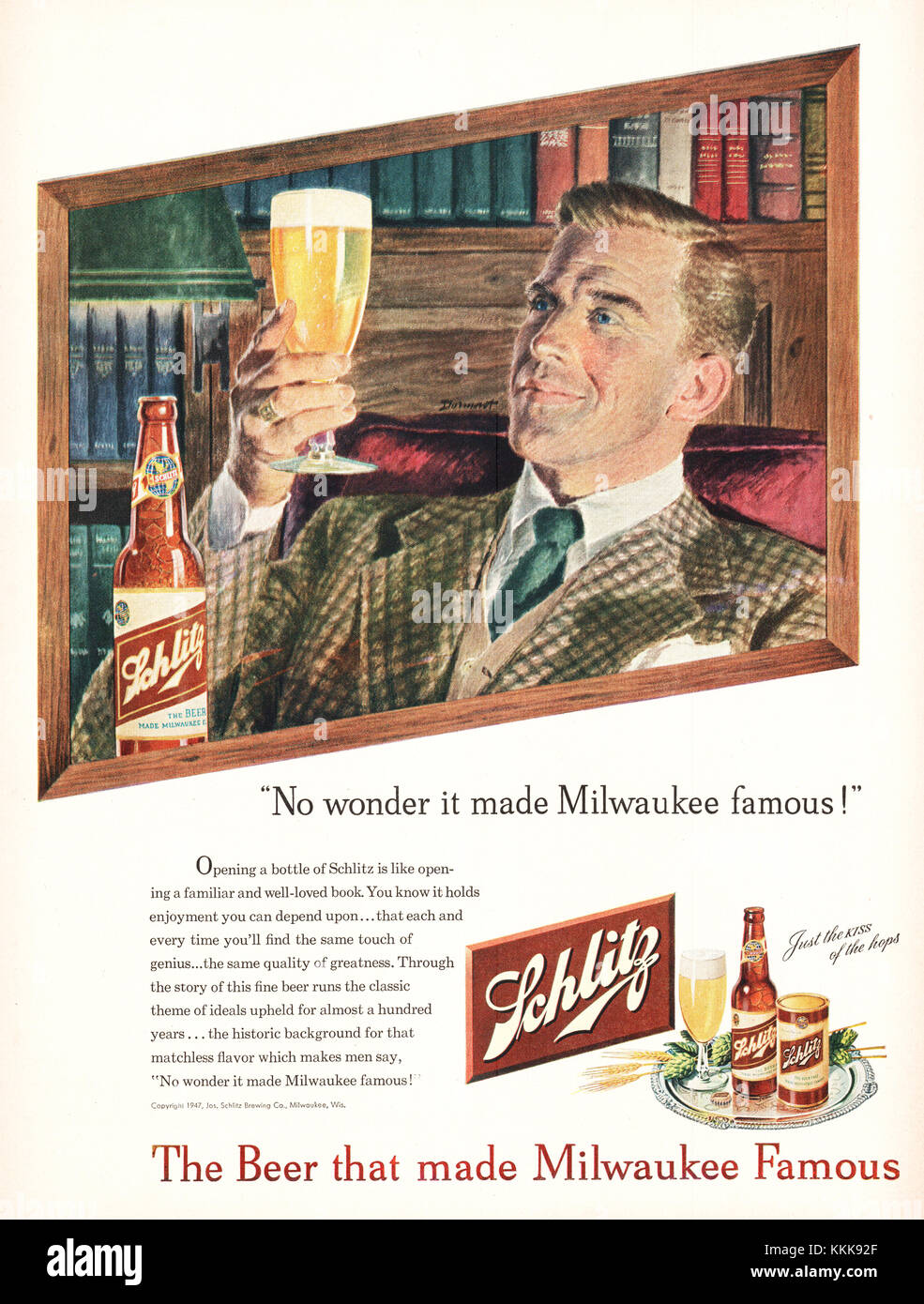 1947 U.S. Magazine Advert Schlitz beer Stock Photo: 166995991 - Alamy