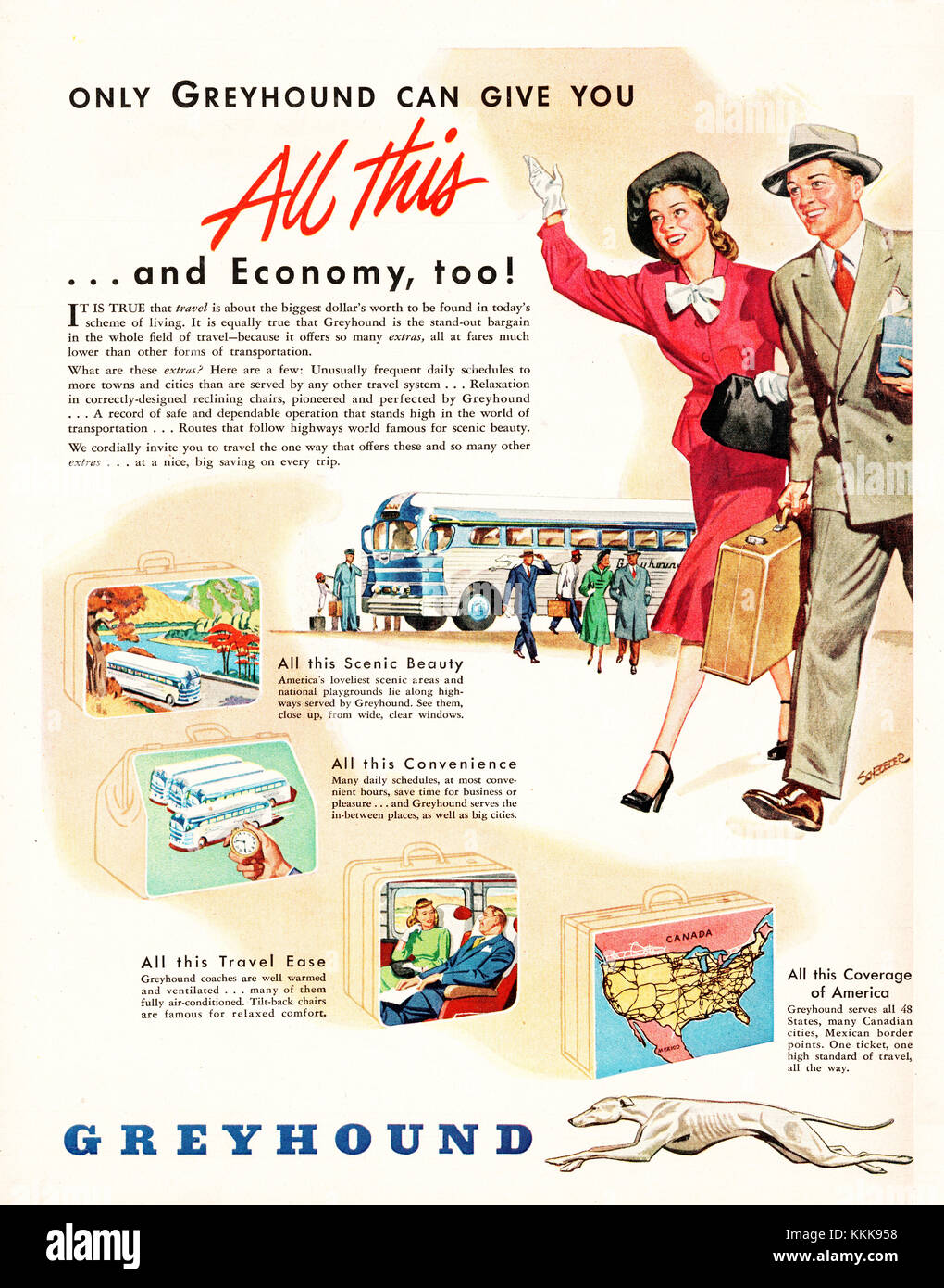 1947 U.S. Magazine Greyhound Lines Advert Stock Photo - Alamy