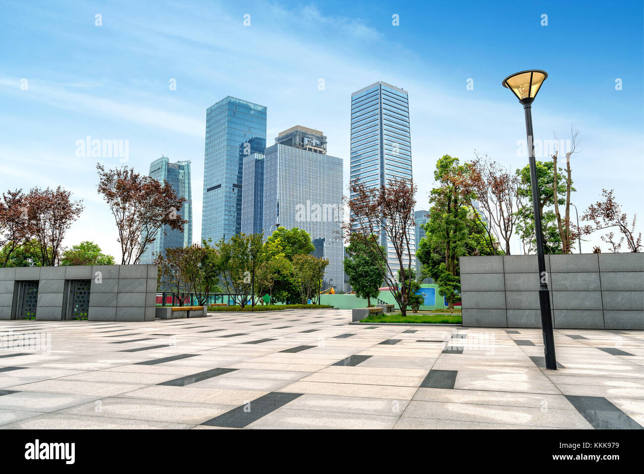 empty, modern square and skyscrapers in modern city Stock Photo - Alamy