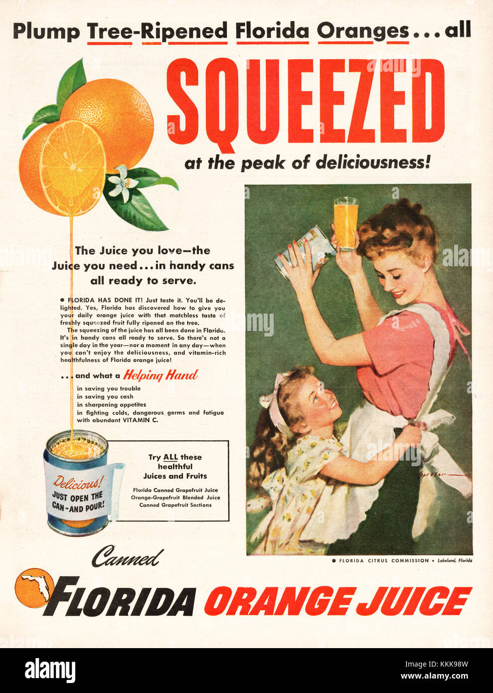 1947 U.S. Magazine Florida Orange Juice Advert Stock Photo - Alamy