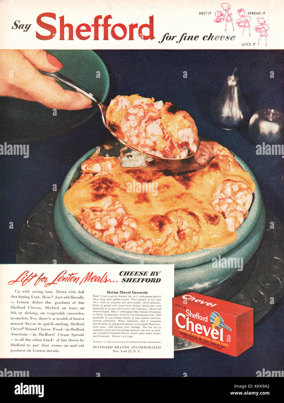 1947 U.S. Magazine Shefford Cheese Advert Stock Photo - Alamy