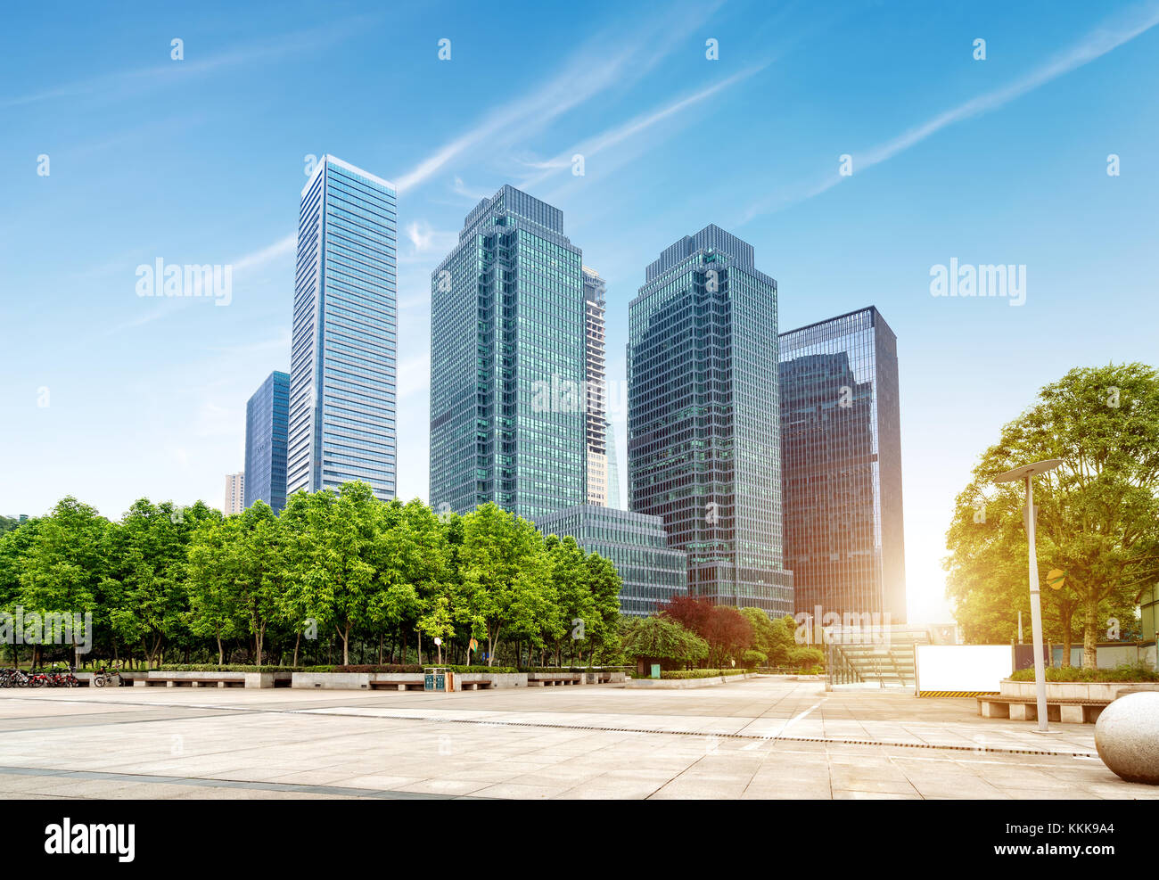 empty, modern square and skyscrapers in modern city Stock Photo - Alamy
