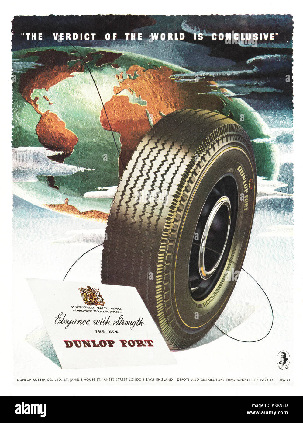 1949 U.S. Magazine Dunlop Tyres Advert Stock Photo - Alamy