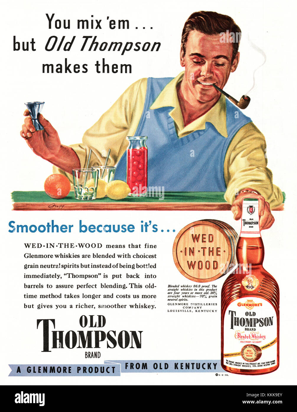 1949 U.S. Magazine Old Thompson Whiskey Advert Stock Photo - Alamy