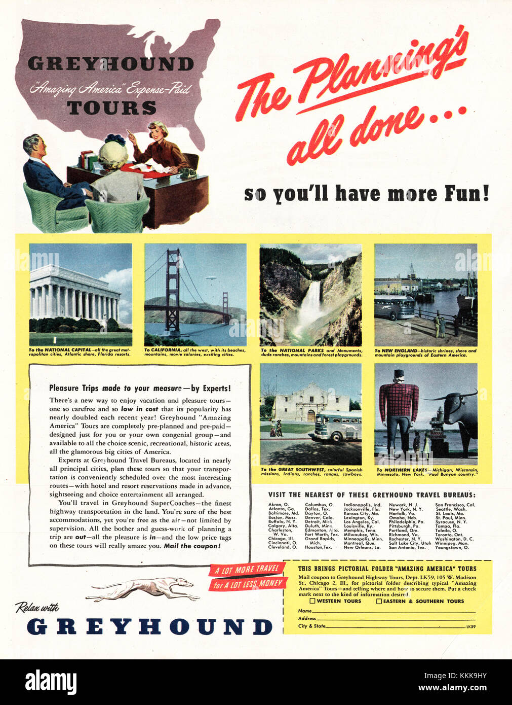 1949 U.S. Magazine Greyhound Lines Advert Stock Photo - Alamy