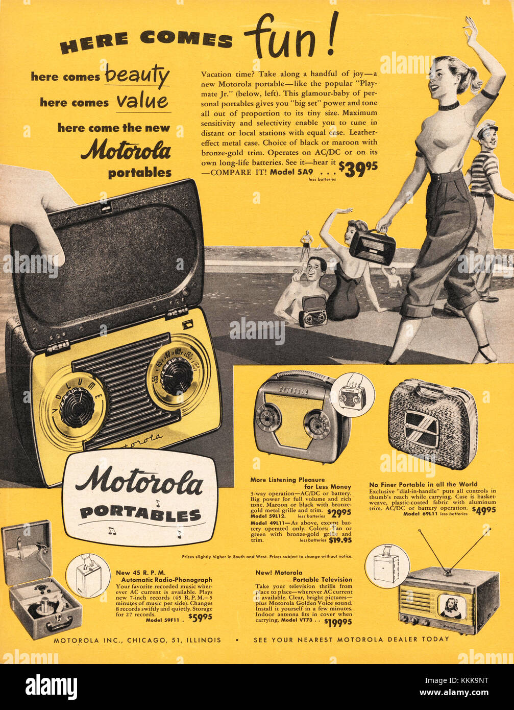 1949 U.S. Magazine Motorola Portable Radio Advert Stock Photo - Alamy