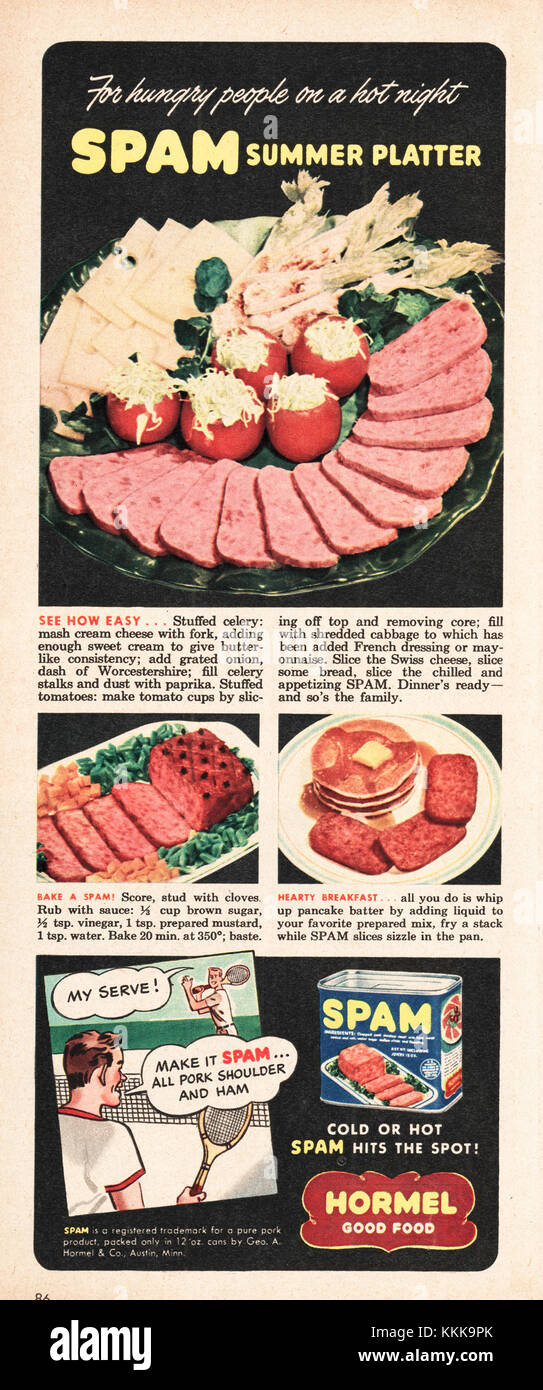 1949 U.S. Magazine Hormel Spam Advert Stock Photo - Alamy