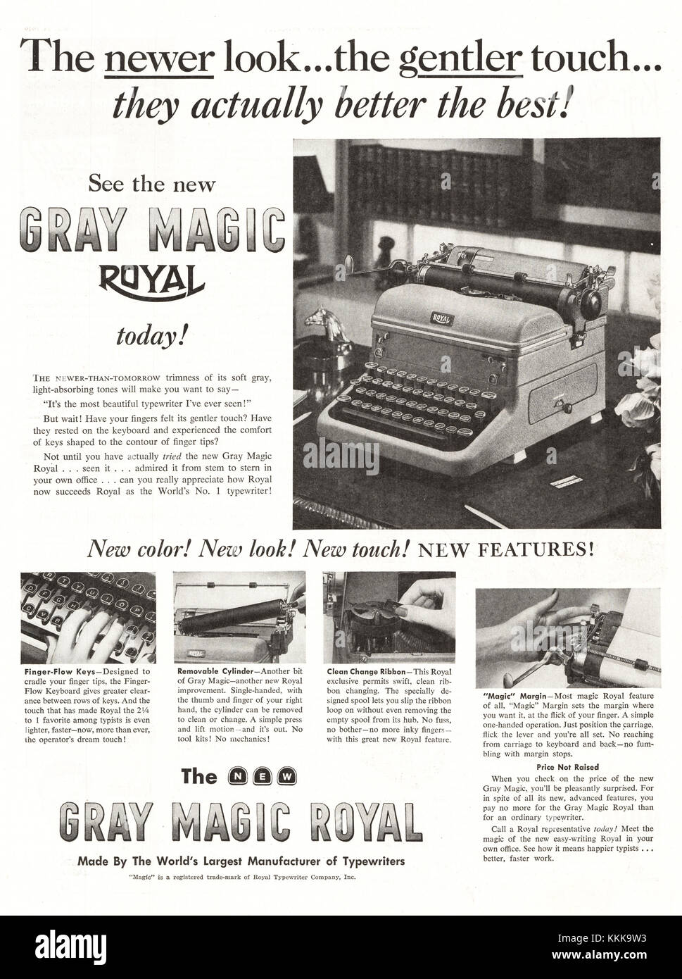 1949 U.S. Magazine Gray Magic Royal Typewriter Advert Stock Photo - Alamy