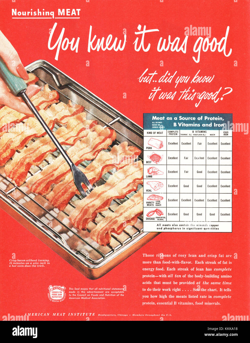 1949 U.S. Magazine American Meat Institute Advert Stock Photo - Alamy