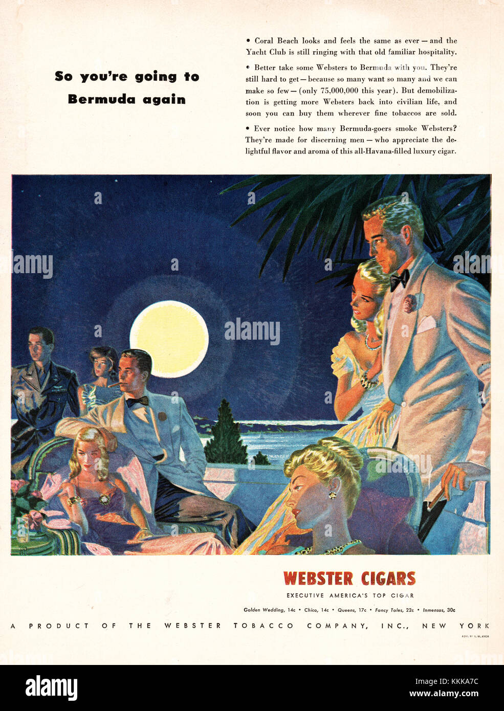 1946 U.S. Magazine Webster Cigars Advert Stock Photo - Alamy