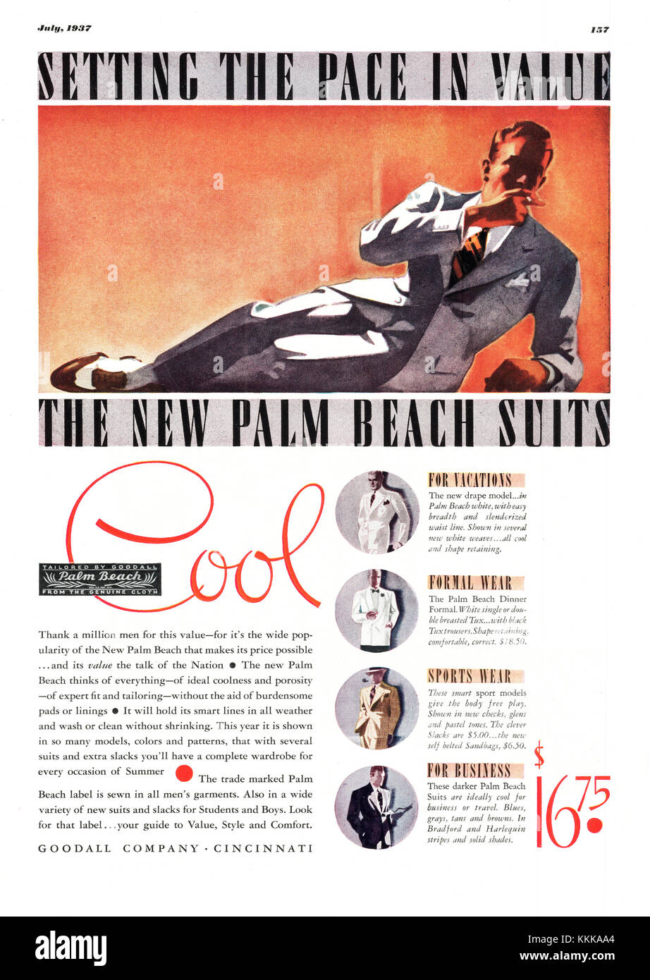 1937 U.S. Magazine Palm Beach Suits Advert Stock Photo - Alamy