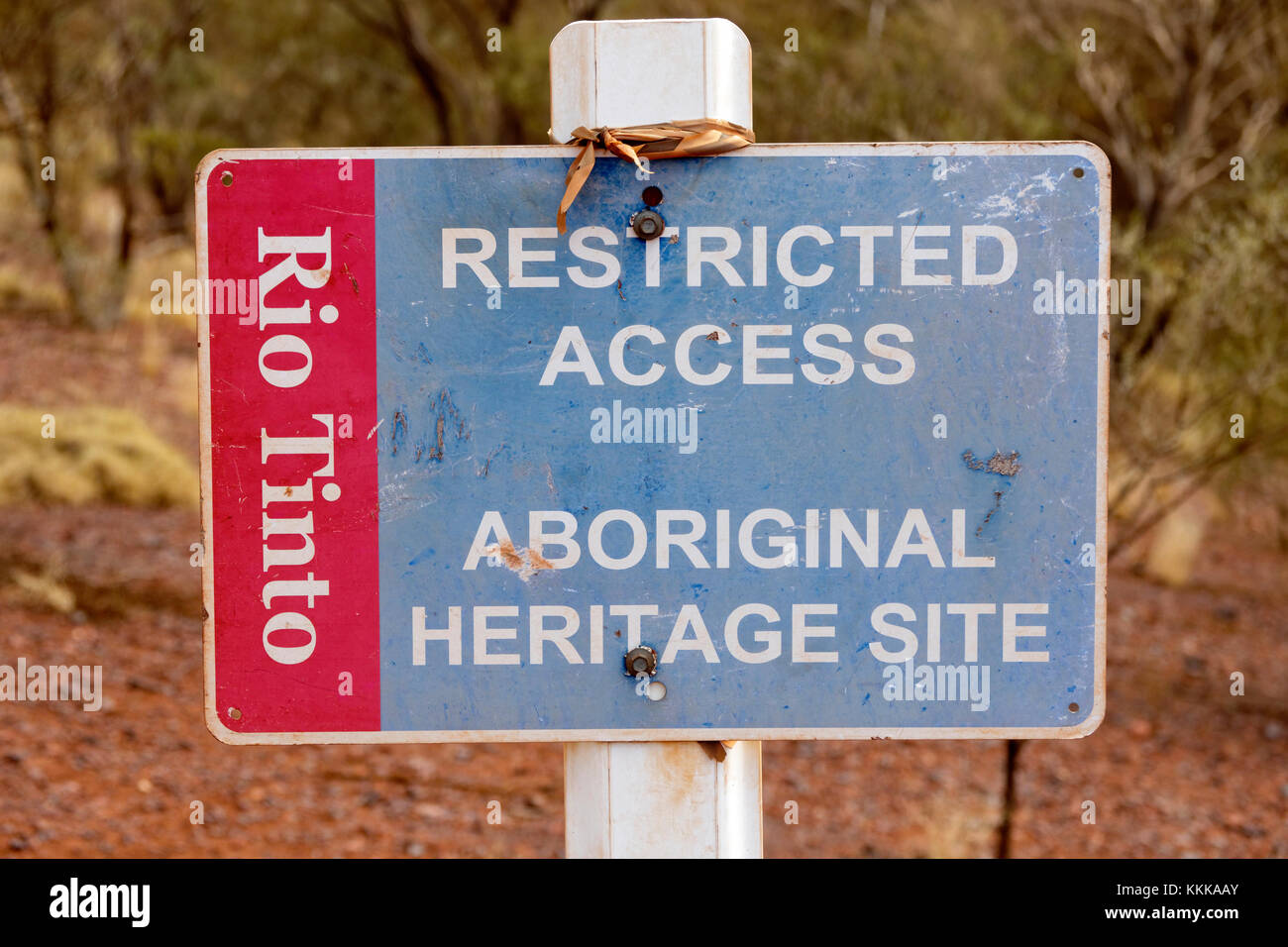 Aboriginal heritage site sign, Pilbara, Western Australia Stock Photo ...