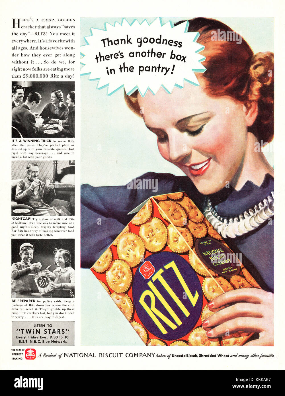 1937 U.S. Magazine Ritz Crackers Advert Stock Photo - Alamy
