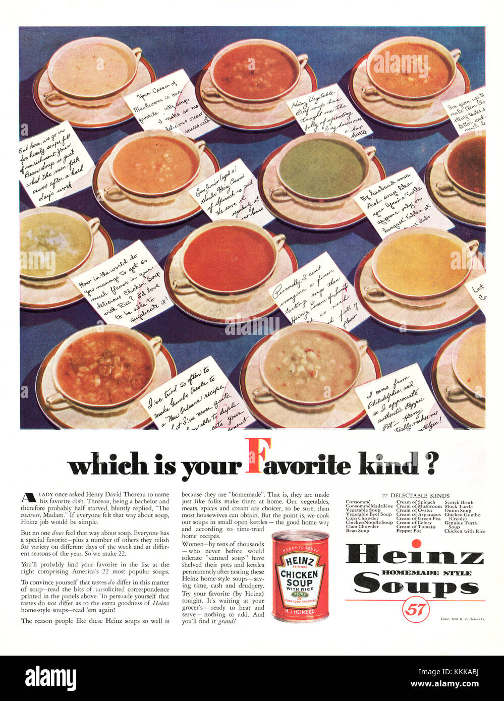 1937 U.S. Magazine Heinz Soups Advert Stock Photo - Alamy