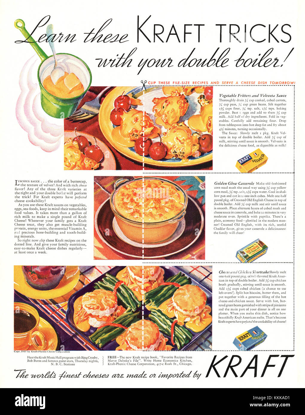 1937 U.S. Magazine Kraft Cheese Advert Stock Photo - Alamy