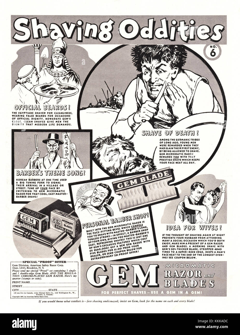 1937 U.S. Magazine Gem Razor Blades Advert Stock Photo - Alamy