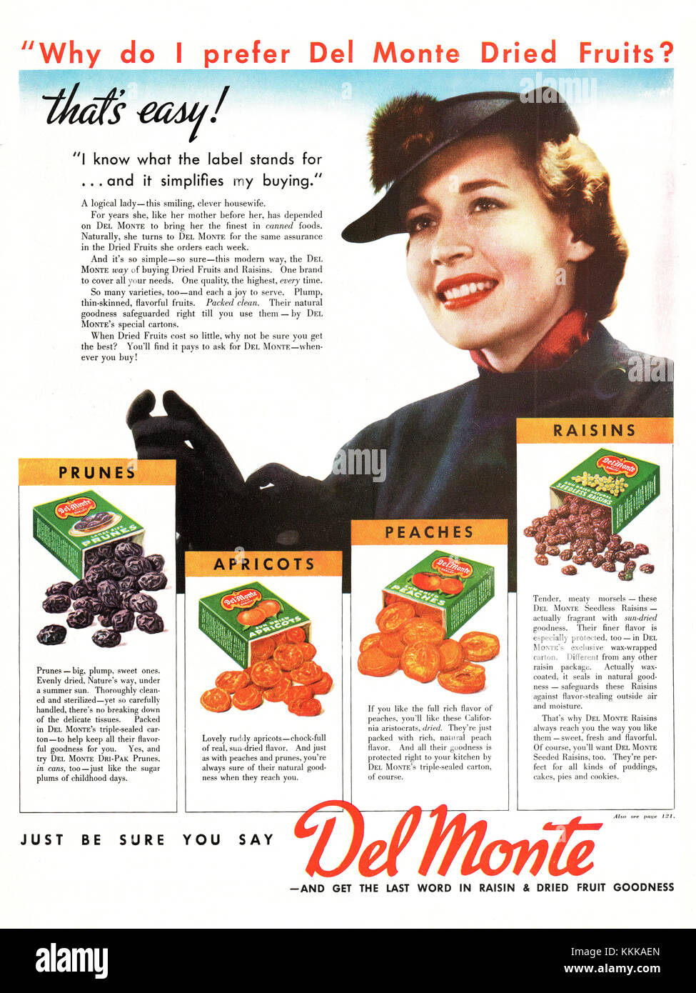 1937 U.S. Magazine Del Monte Dried Fruit Advert Stock Photo - Alamy