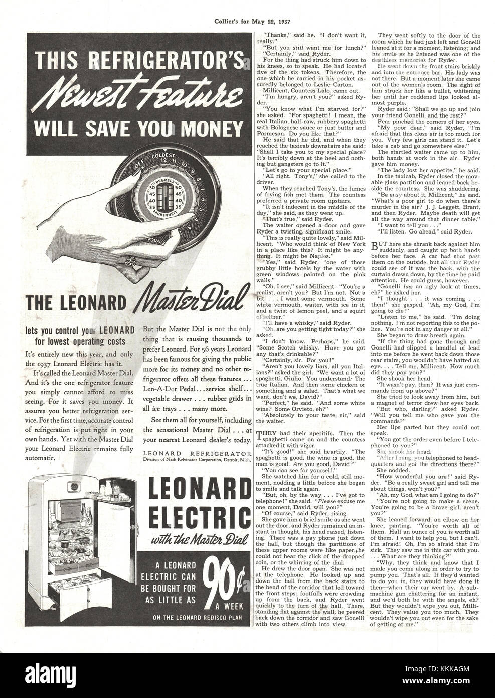 1937 U.S. Magazine Leonard Refrigerator Advert Stock Photo - Alamy