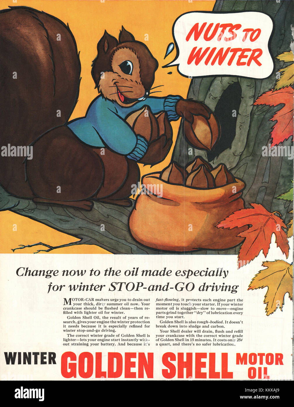 1938 U.S. Magazine Golden Shell Motor Oil Advert Stock Photo - Alamy