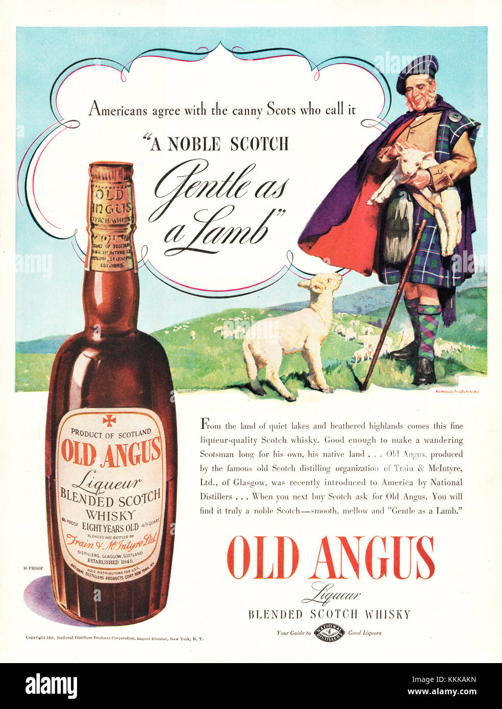 1938 U.S. Magazine Old Angus Whisky Advert Stock Photo - Alamy