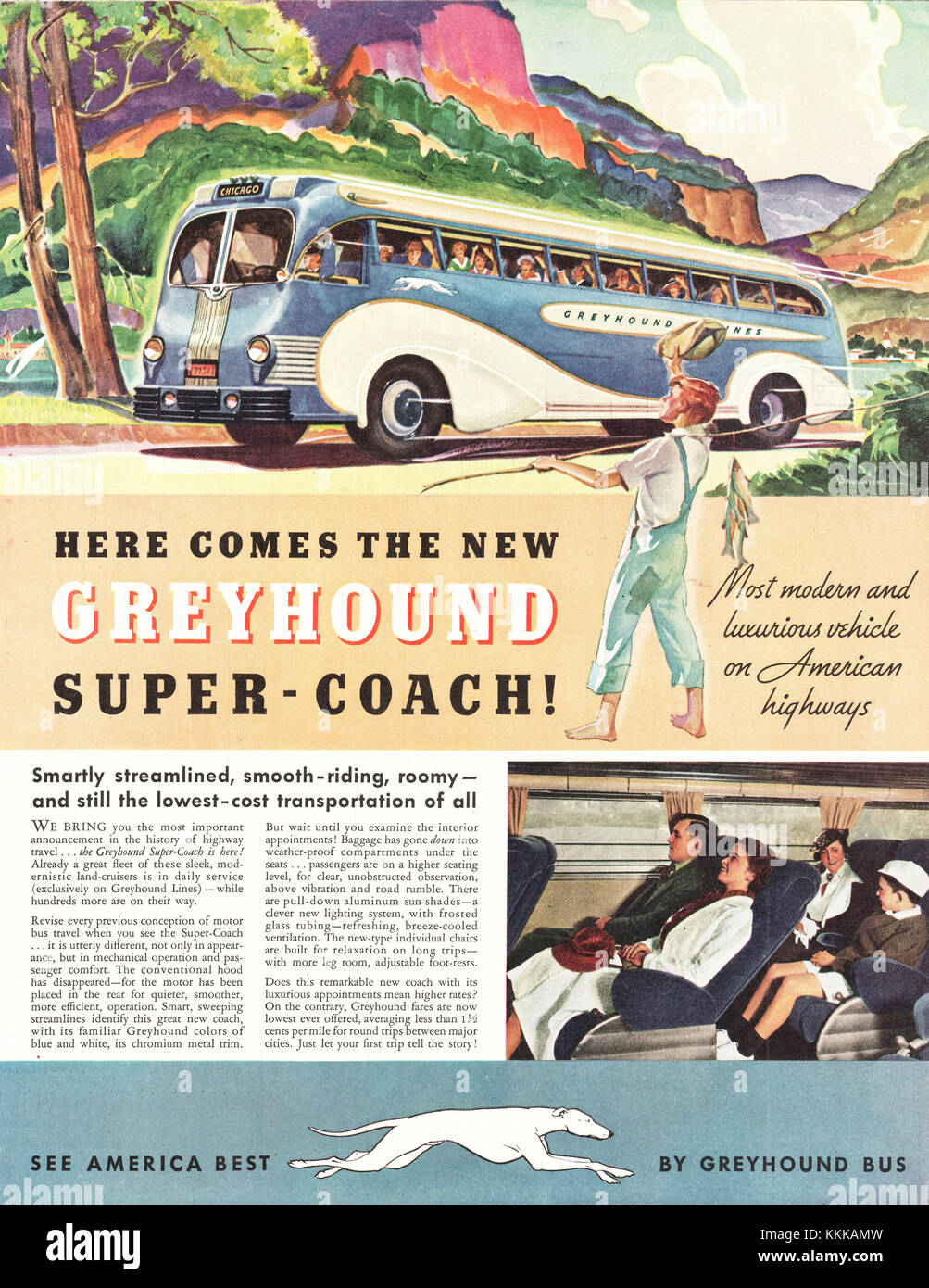 1936 U.S. Magazine Greyhound Super Coach Advert Stock Photo - Alamy