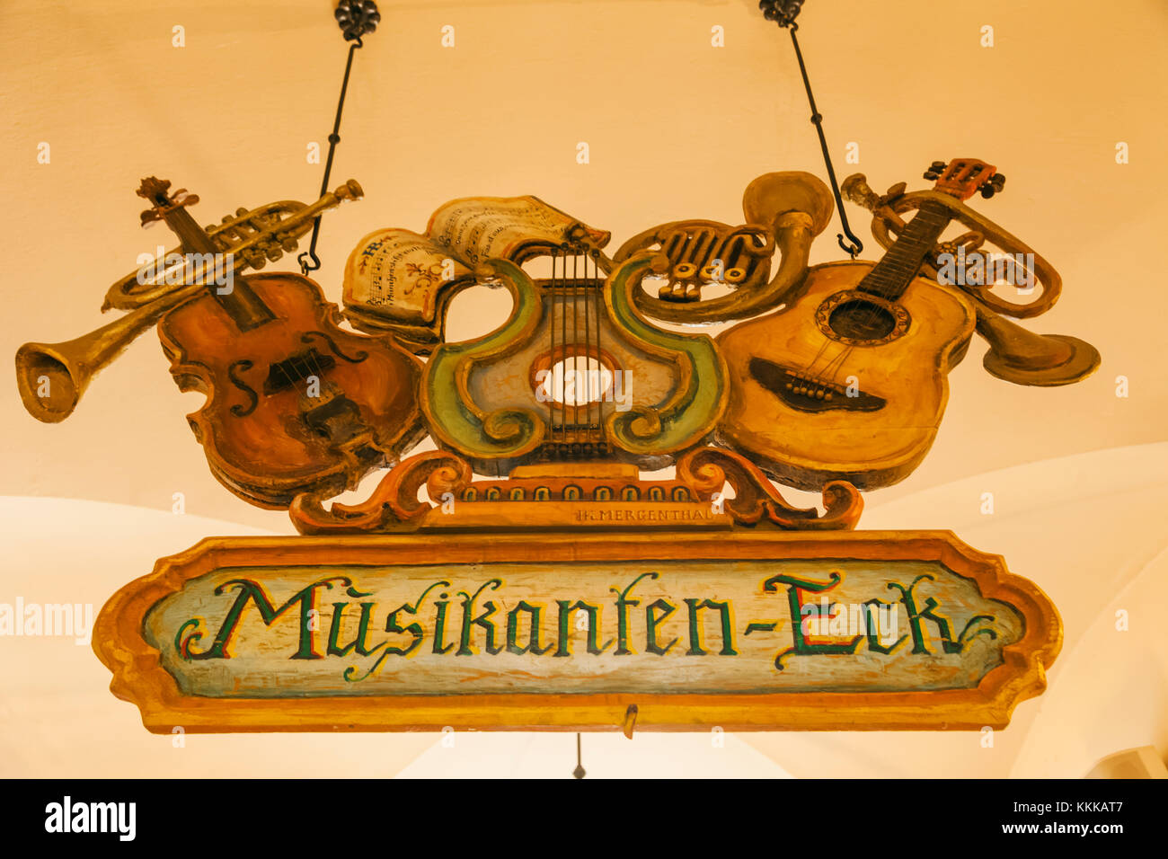 Germany, Bavaria, Munich, Hofbrauhaus, Wooden Music Sign Board Stock ...