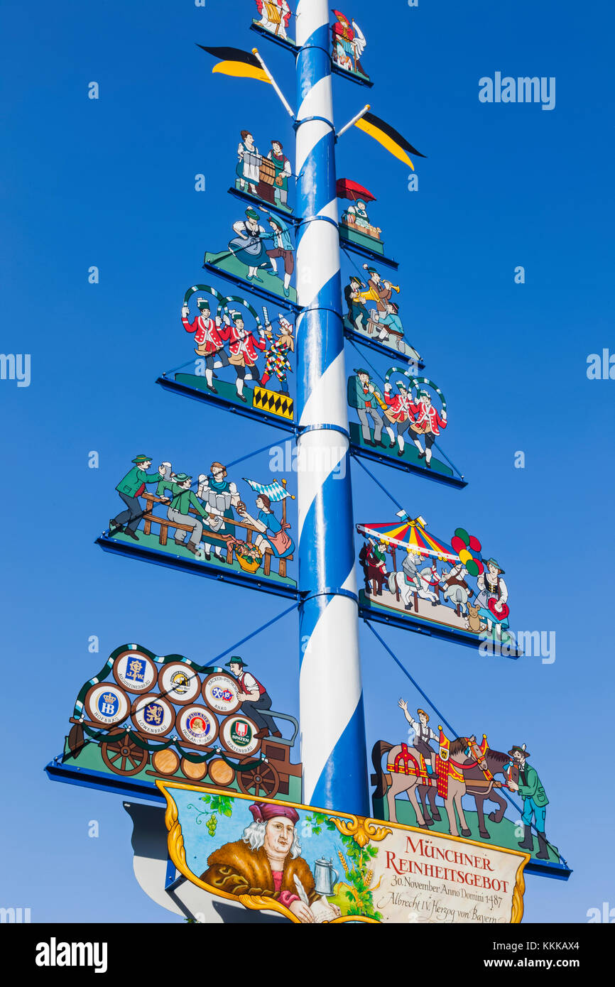 Germany, Bavaria, Munich, Viktualienmarkt, The Market Maypole Stock ...