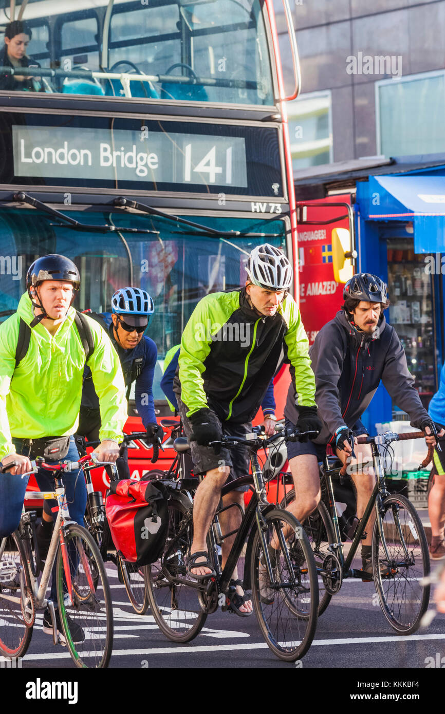 England, London, London Bridge, Cyclists Commuting to Work Stock Photo ...