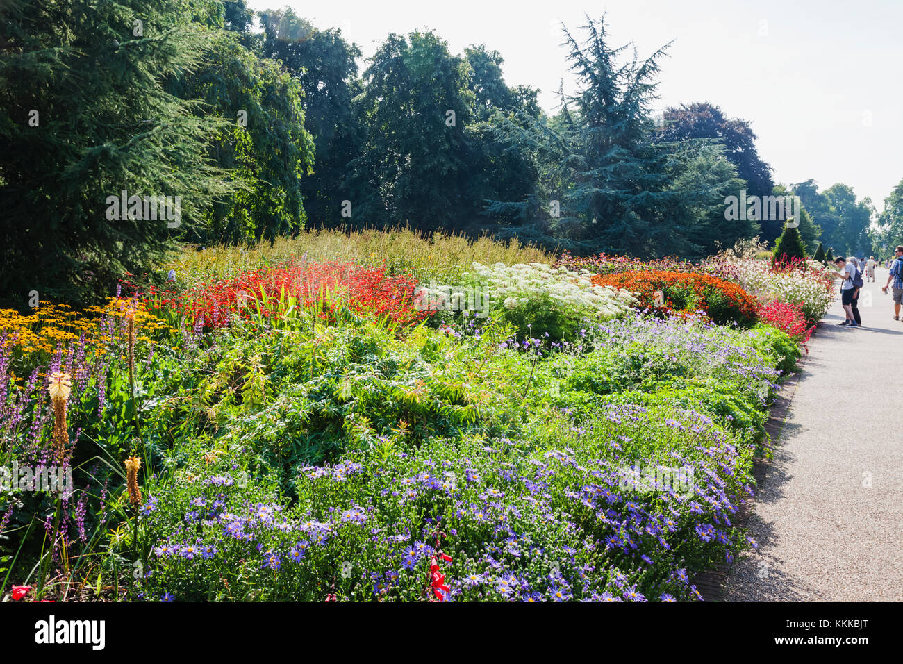 England, London, Richmond, Kew Gardens, The Great Broad Walk Flower ...