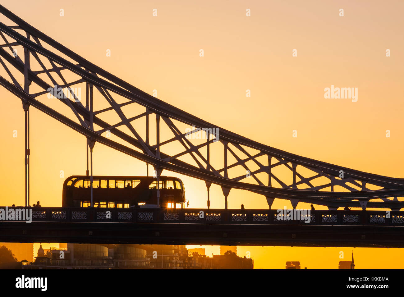 England, London, Southwark, Double Decker Bus on Tower Bridge Stock ...