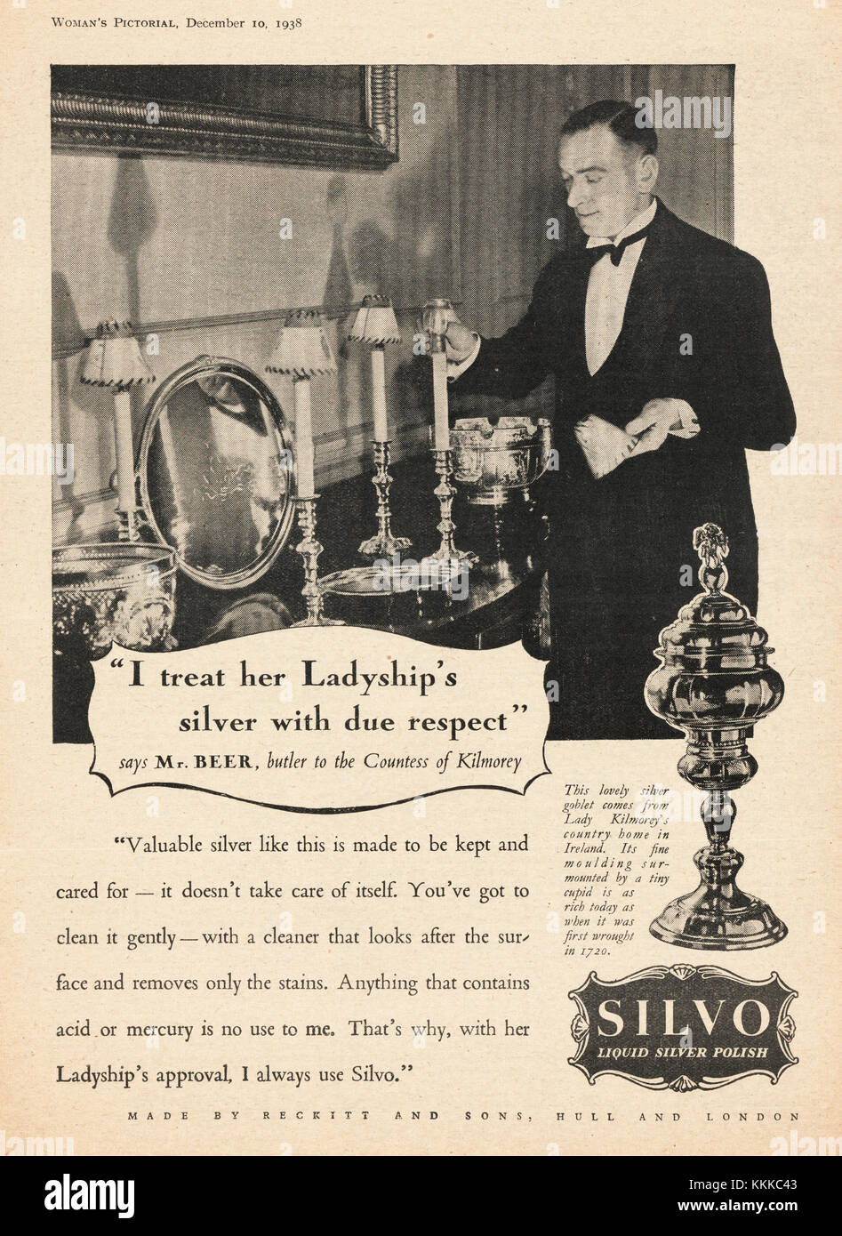 1937 UK Magazine Silvo Silver Polish Advert Stock Photo - Alamy