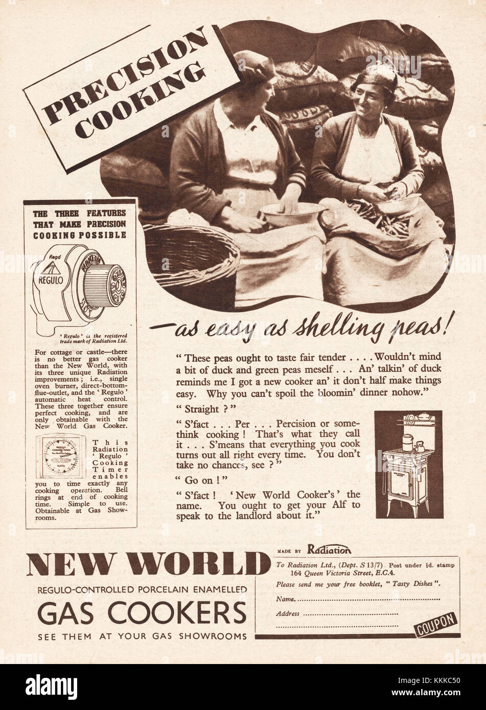 1937 UK Magazine New World Gas Cookers Advert Stock Photo - Alamy