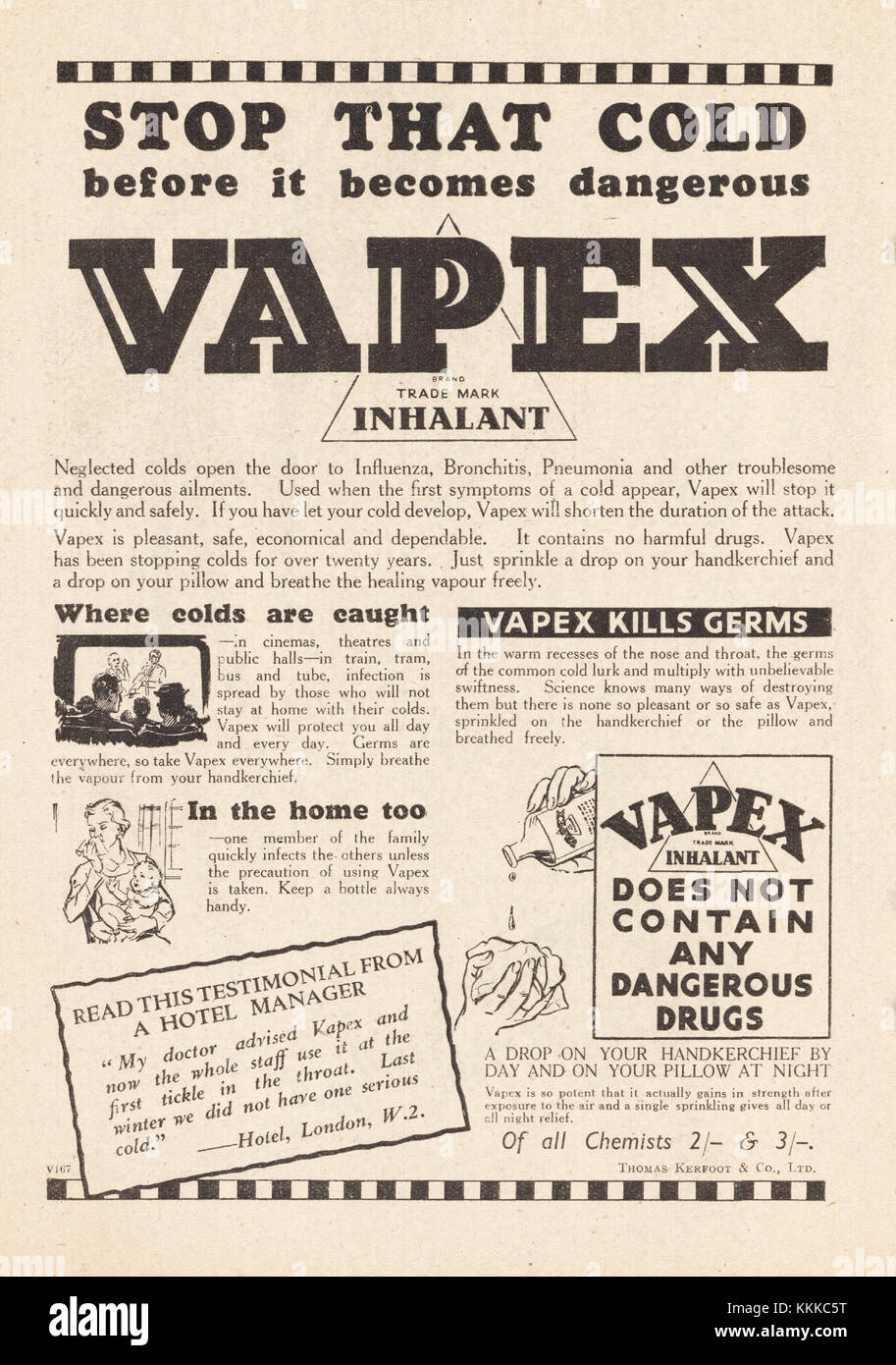 1940 UK Magazine Vapex Cold Remedy Advert Stock Photo - Alamy