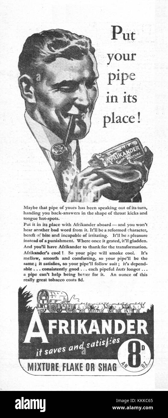1937 UK Magazine Afrikander Tobacco Ad Stock Photo - Alamy