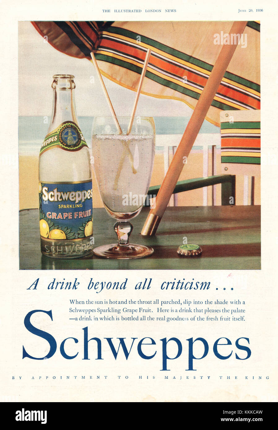 1936 UK Magazine Schweppes Drinks Advert Stock Photo - Alamy