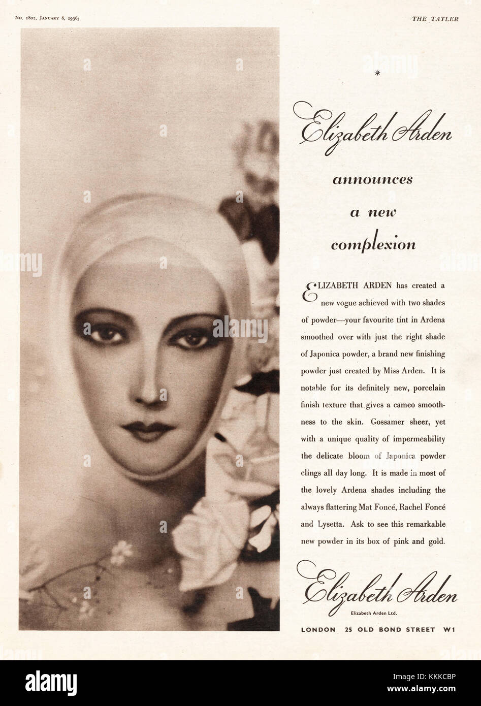 1936 UK Magazine Elizabeth Arden Skin Cream Advert Stock Photo - Alamy