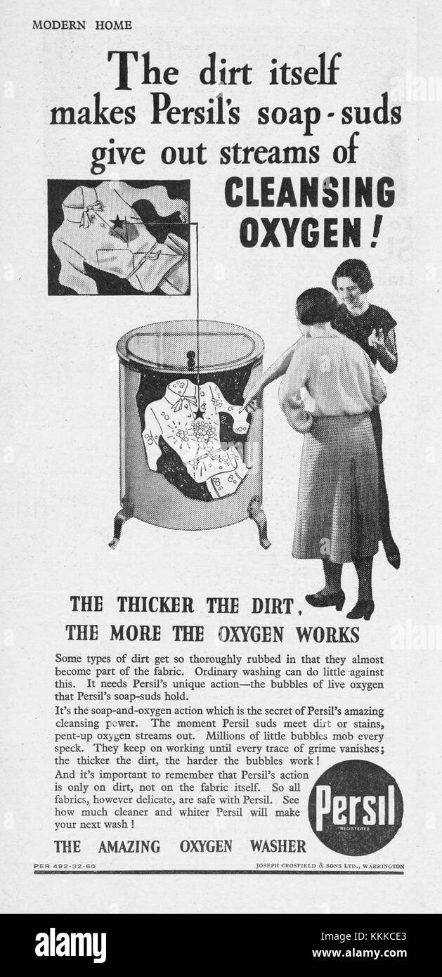 1936 UK Magazine Persil Washing Powder Advert Stock Photo - Alamy