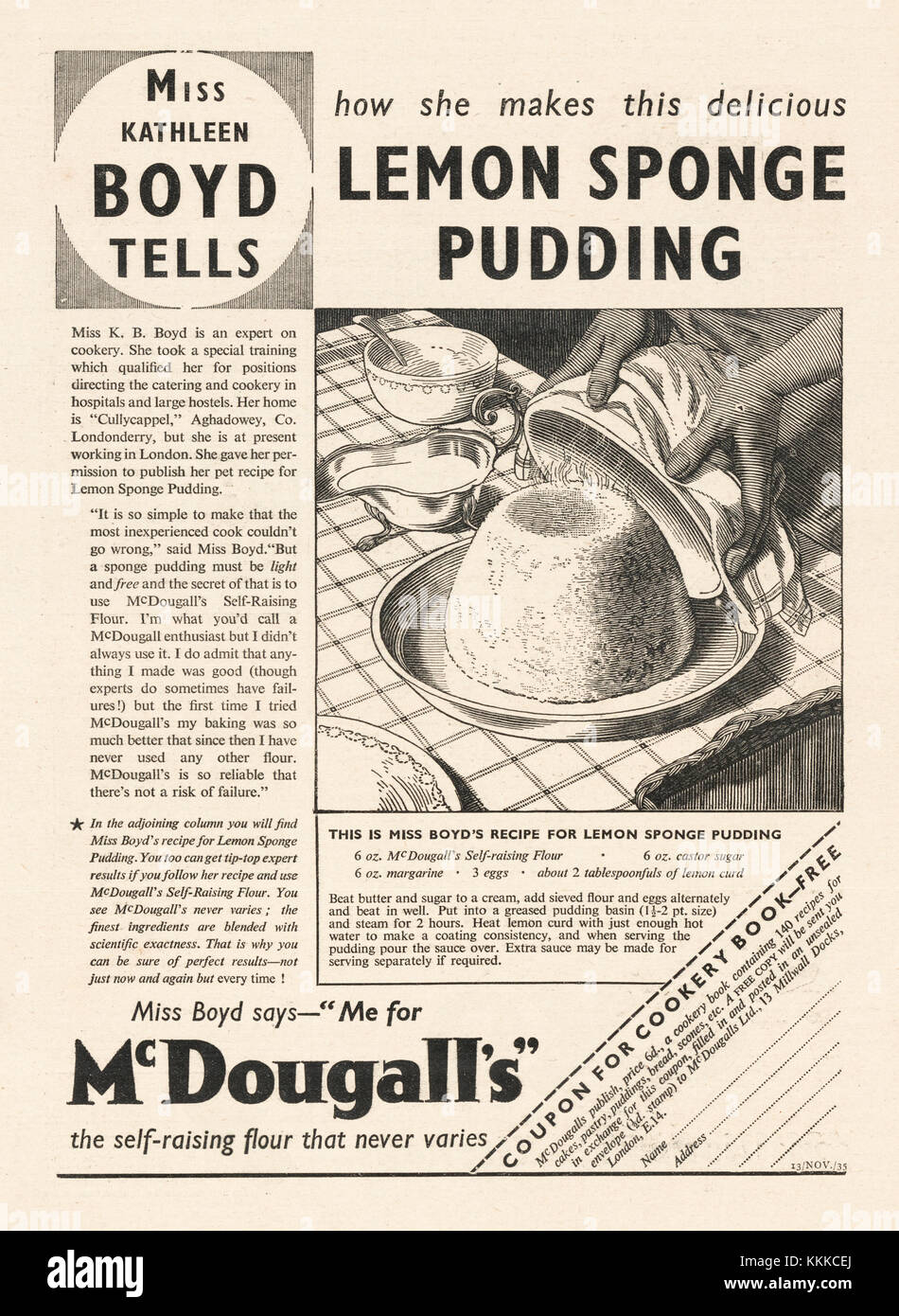1935 UK Magazine McDougall's Flour Advert Stock Photo - Alamy