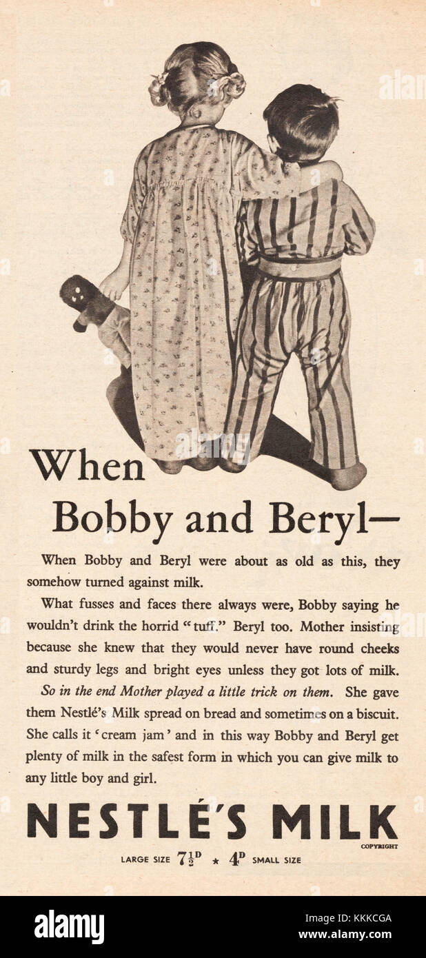 1936 UK Magazine Nestle's Milk Advert Stock Photo - Alamy