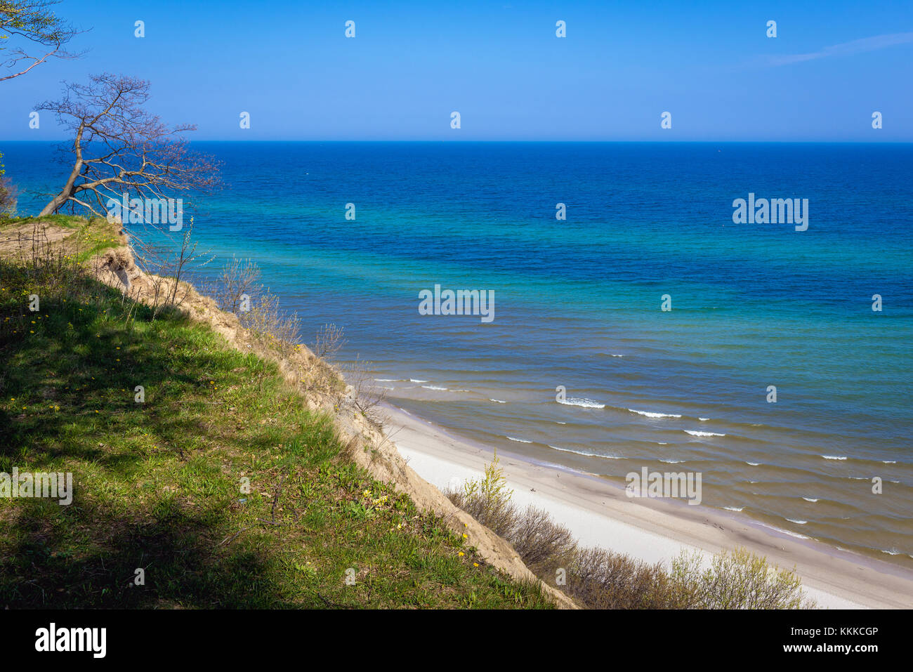 Aerial view from northernmost point of Poland at cliff in Jastrzebia ...