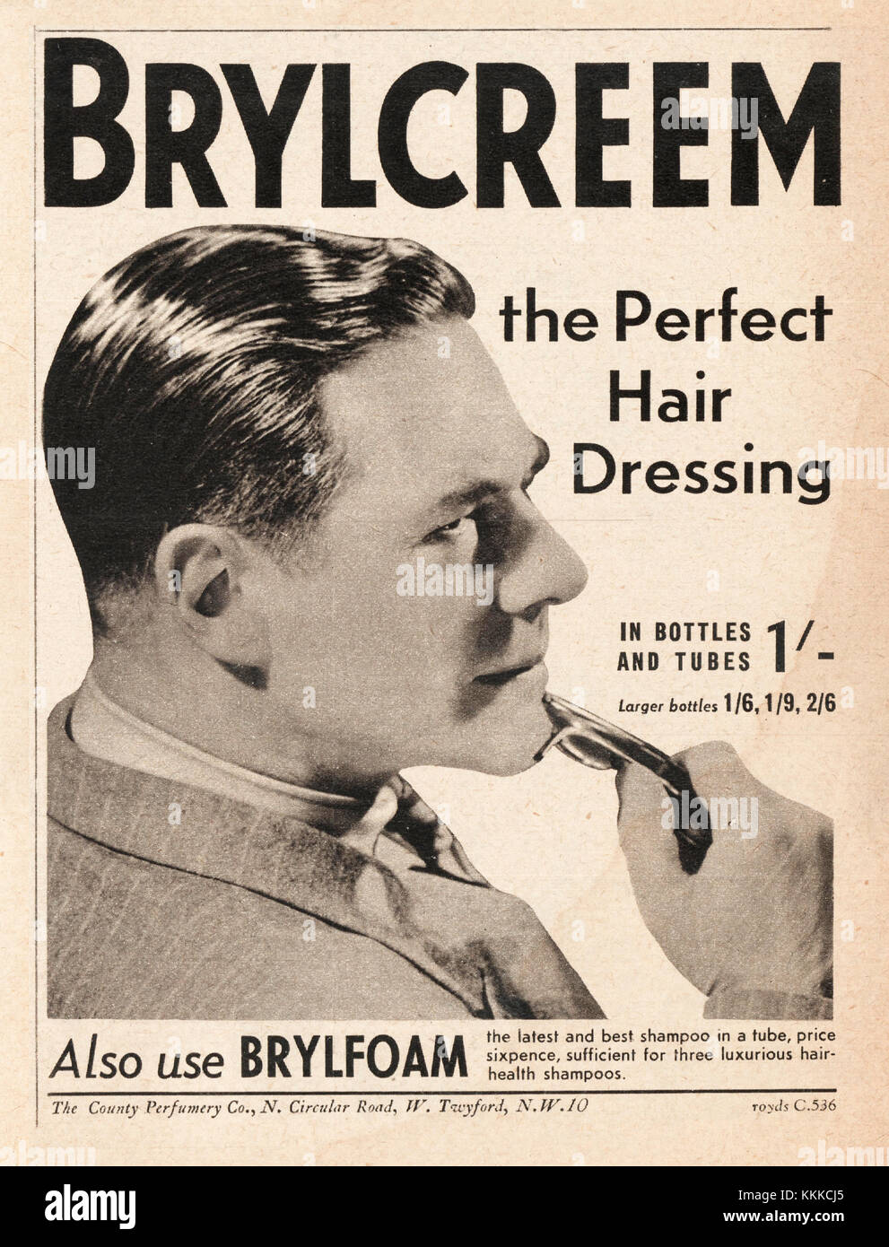 1938 UK Magazine Brylcreem Advert Stock Photo - Alamy