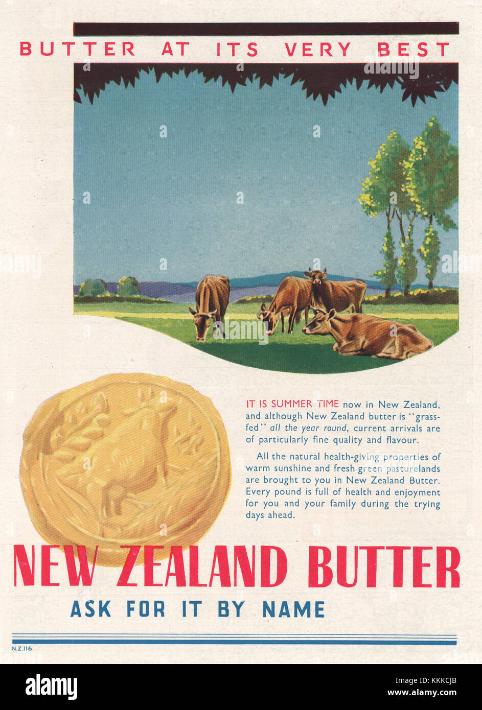 1938 UK Magazine New Zealand Butter Advert Stock Photo - Alamy