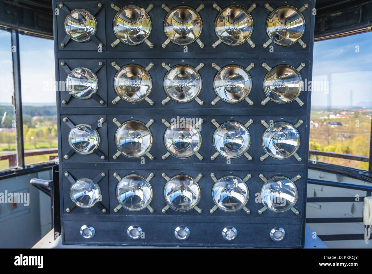 Reflector bulbs on the top of so called old lighthouse (but in fact ...